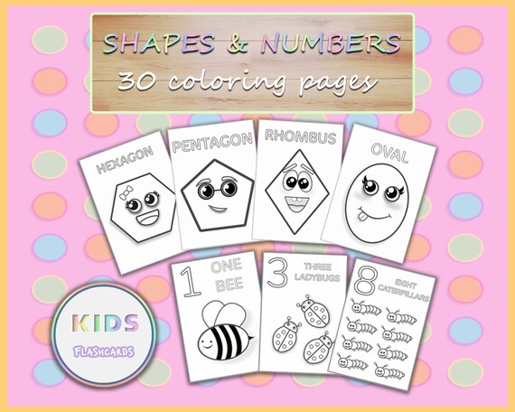 Coloring Pages Shapes Printables Number Printables | Etsy