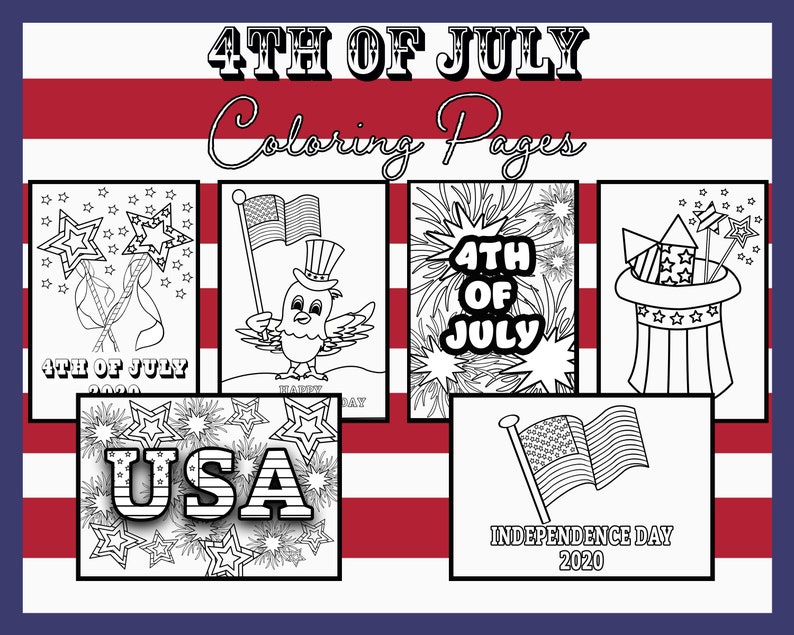 4th of July Coloring Pages Independence Day USA 2020. - Etsy