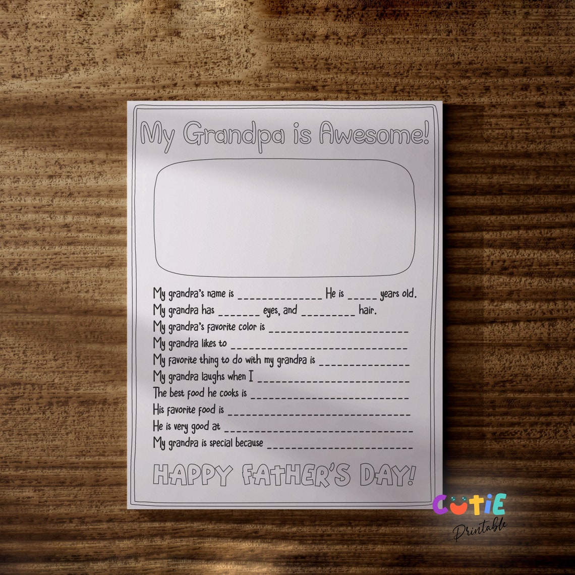 Father's Day Printable, All About My Grandpa, Father's Day ...