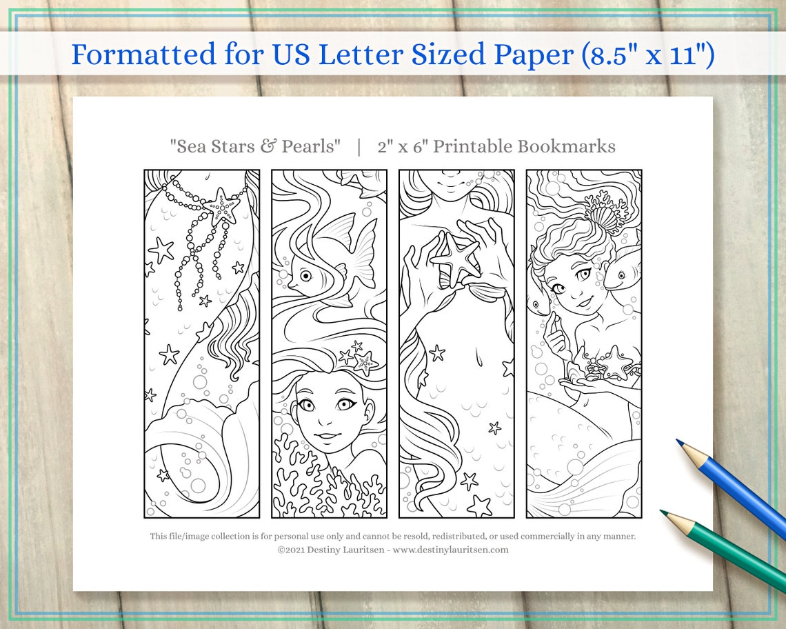 Color Your Own Bookmarks Printable Mermaid Page Markers - Etsy