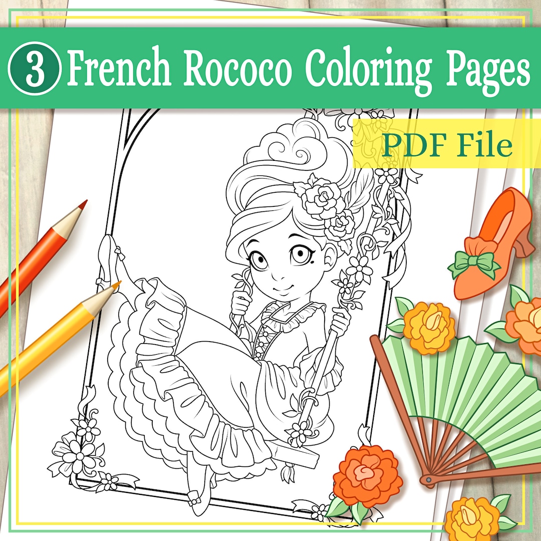 French Rococo Coloring Pages - 3 Lovely Historical Fashion ...