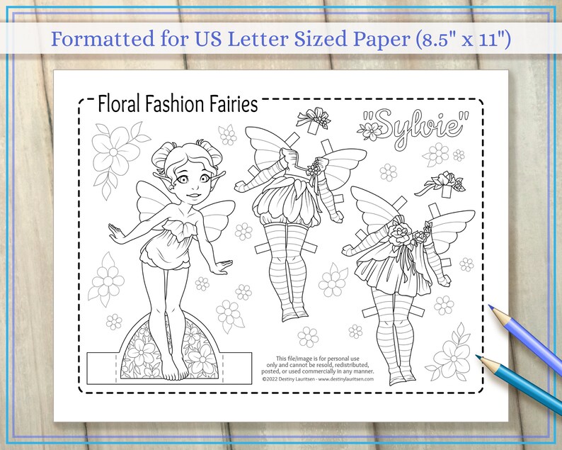 Fairy Paper Doll - Color Your Own Pixie Paper Doll With Two Whimsical ...