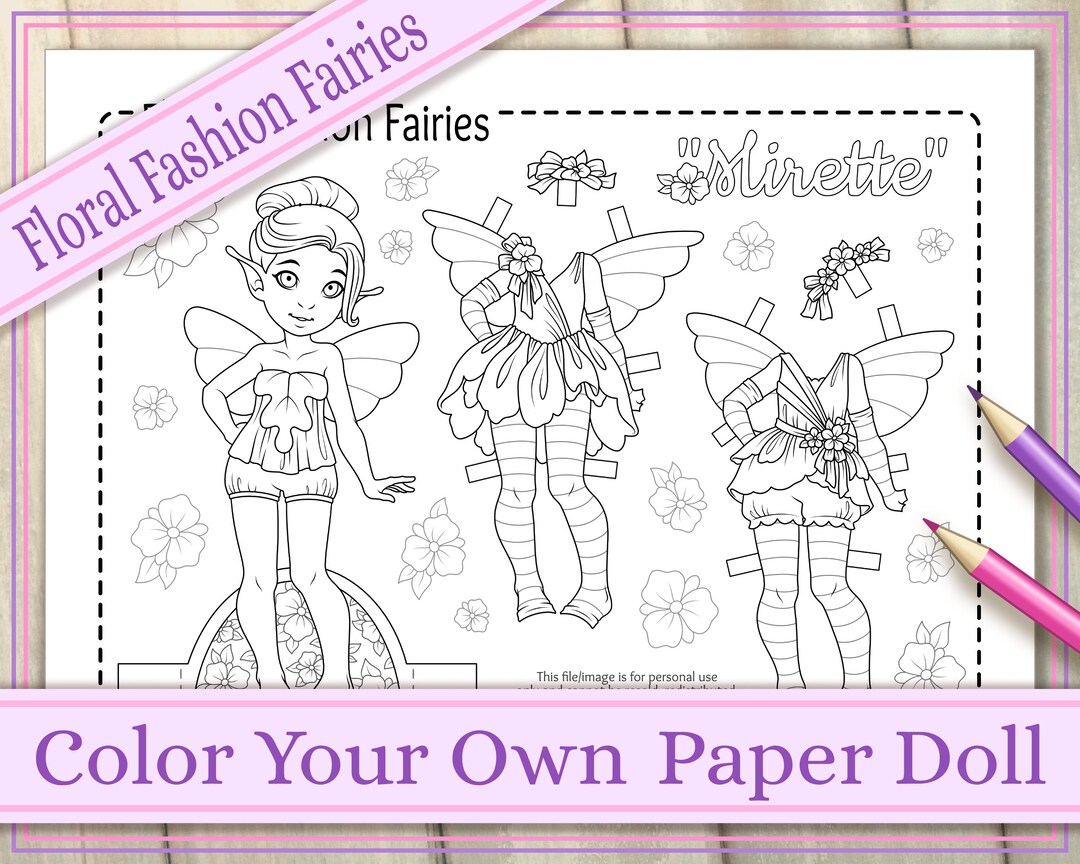 Fairy Paper Doll - Color Your Own Pixie Paper Doll With Two Whimsical ...