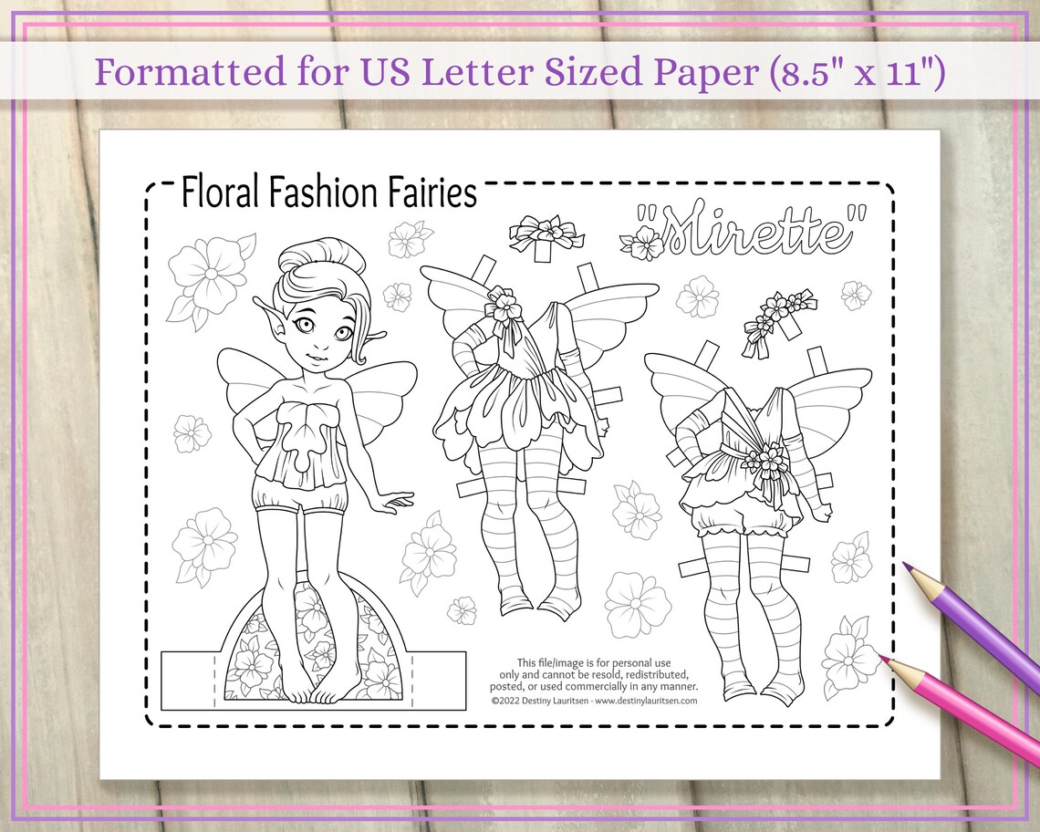 Fairy Paper Doll - Color Your Own Pixie Paper Doll With Two Whimsical ...