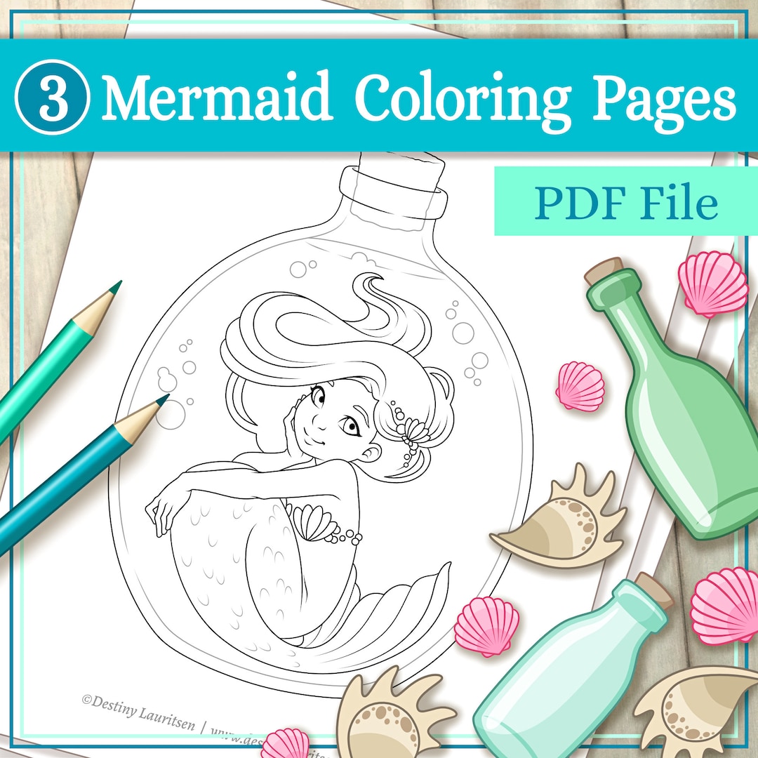 Mermaid Coloring Pages - 3 Adorable Siren Illustrations Suitable for ...