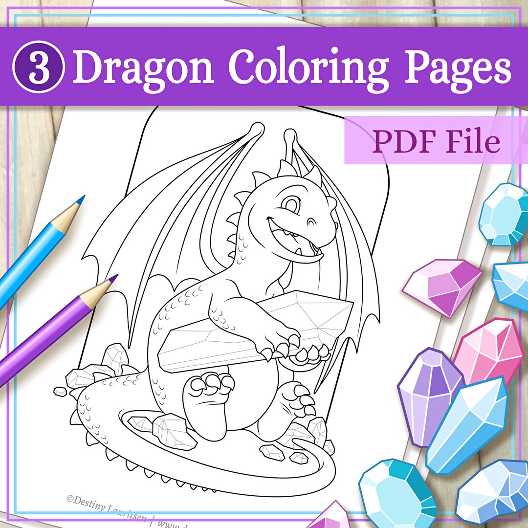 Dragon Coloring Pages - 3 Cute Illustrations of Dragons, Suitable for ...