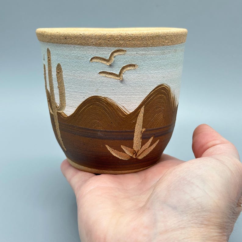 Gordon Pottery Southwest Handmade Textured Cactus, Birds, Palm Plant ...