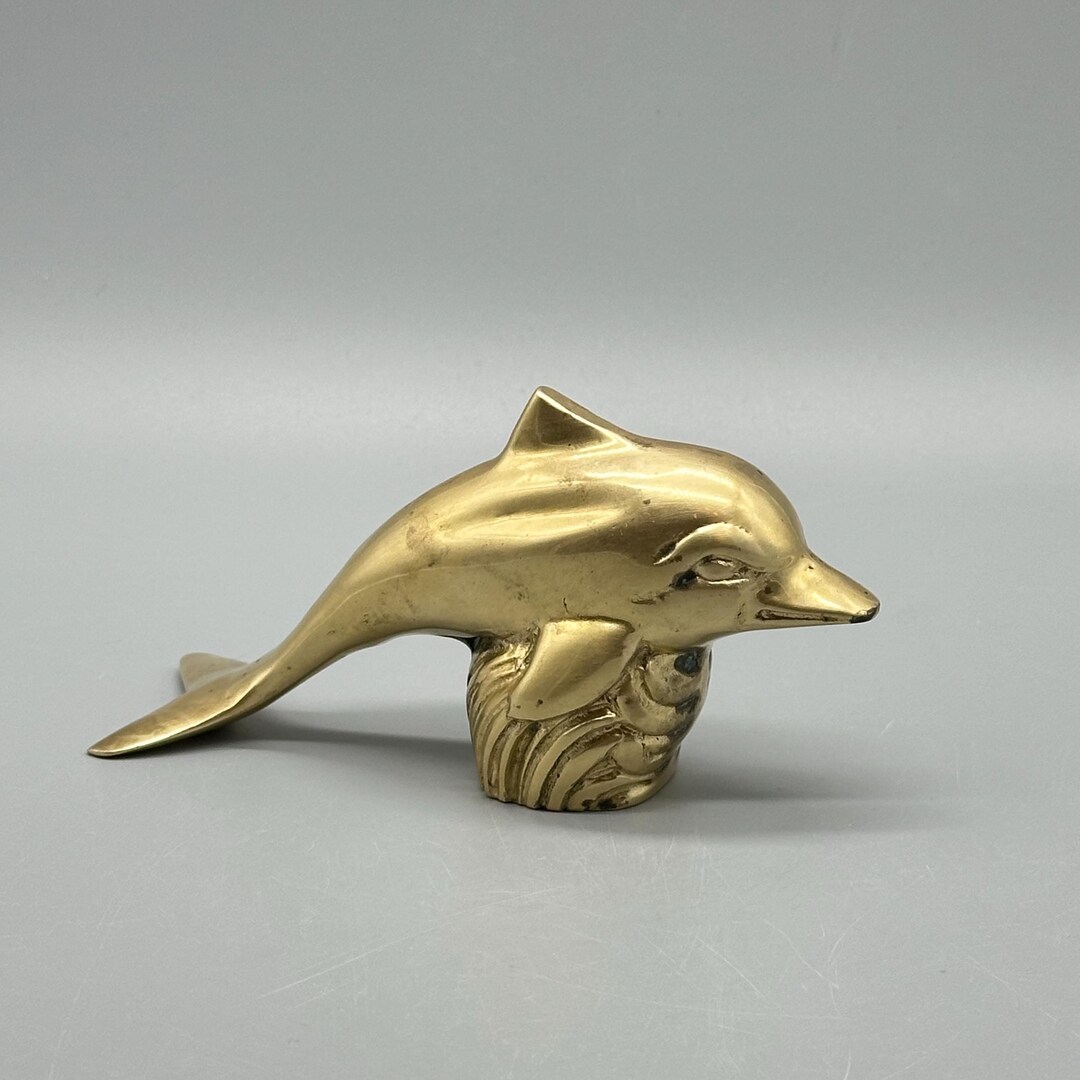 Vintage Solid Brass Dolphin Figurine: Coastal MCM Decor - Etsy
