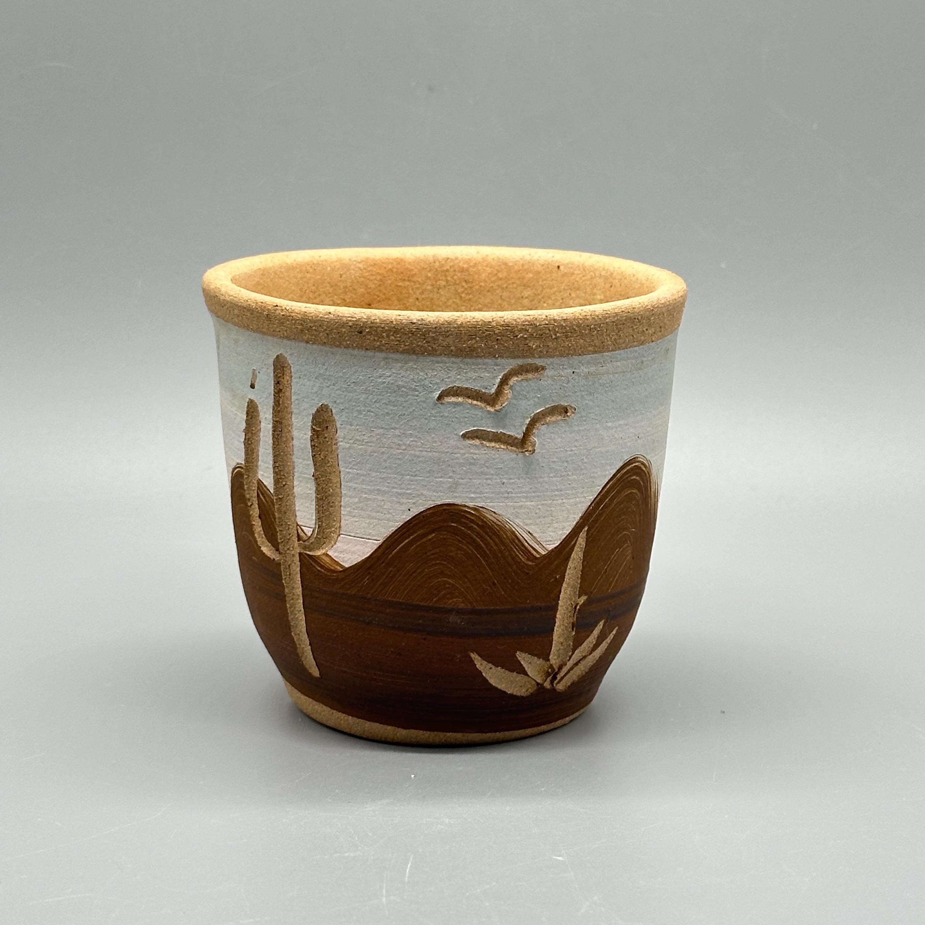 Gordon Pottery Southwest Handmade Textured Cactus, Birds, Palm Plant ...
