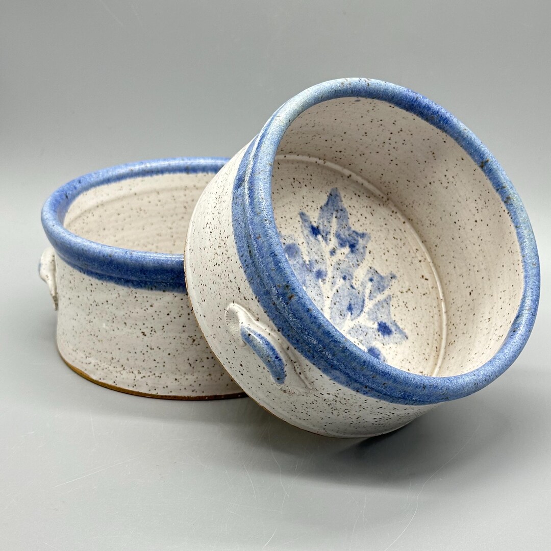 Handmade SIGNED Art Pottery Stoneware Ceramics Hand Painted Set of 2 ...