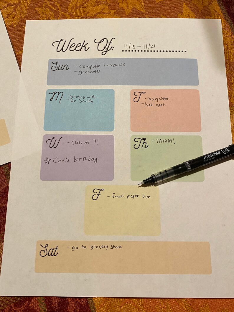 Digital Downloadable Weekly Planner Pages - Etsy