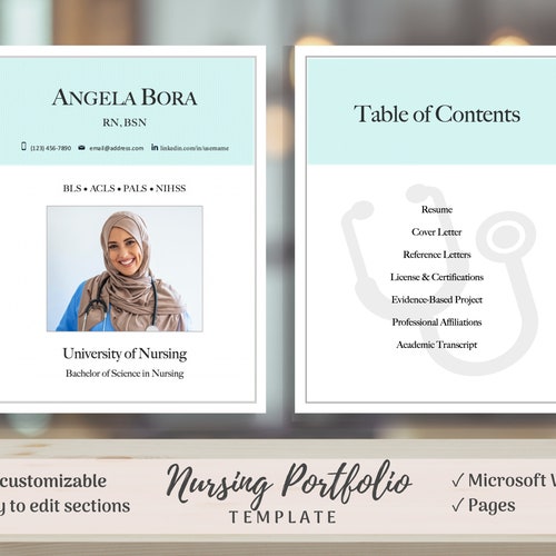 Nursing Portfolio Template Simple Modern Registered Nurse - Etsy