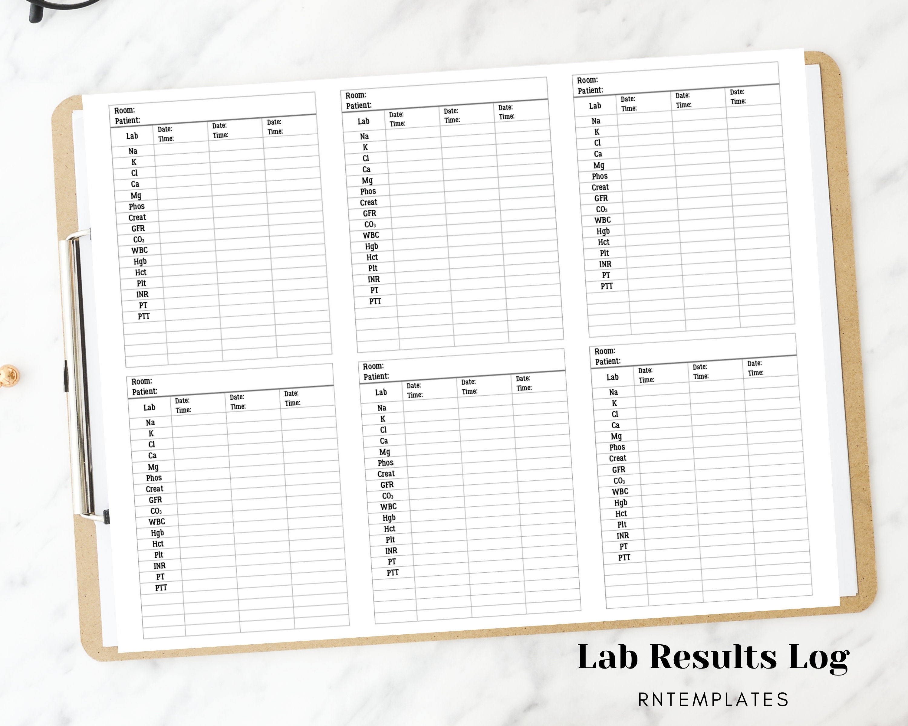 Nurse Lab Results Log, ICU, CCU, Med Surg Nurse, Instant Download ...