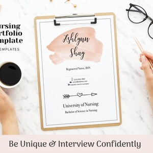 Nursing Portfolio Template, Pink Watercolor, Registered Nurse Template ...