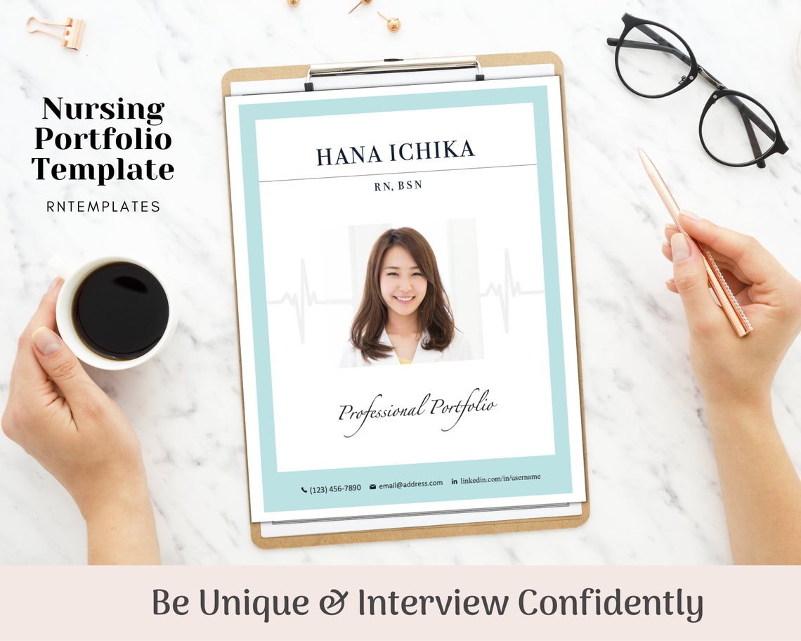 Nursing Portfolio Template, Dreamy Blue, Registered Nurse Template ...