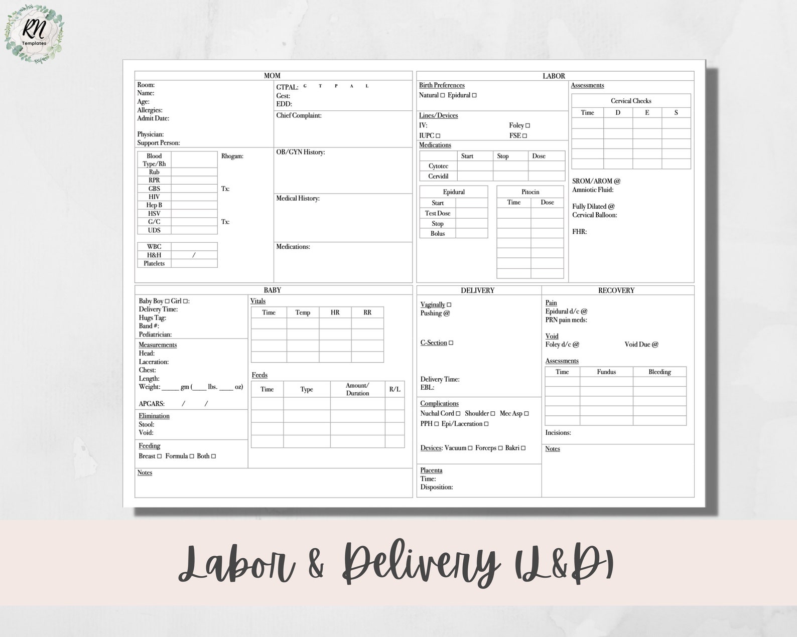 Maternity Report Sheet Bundle 6 Templates 5 Mom/baby 1 - Etsy