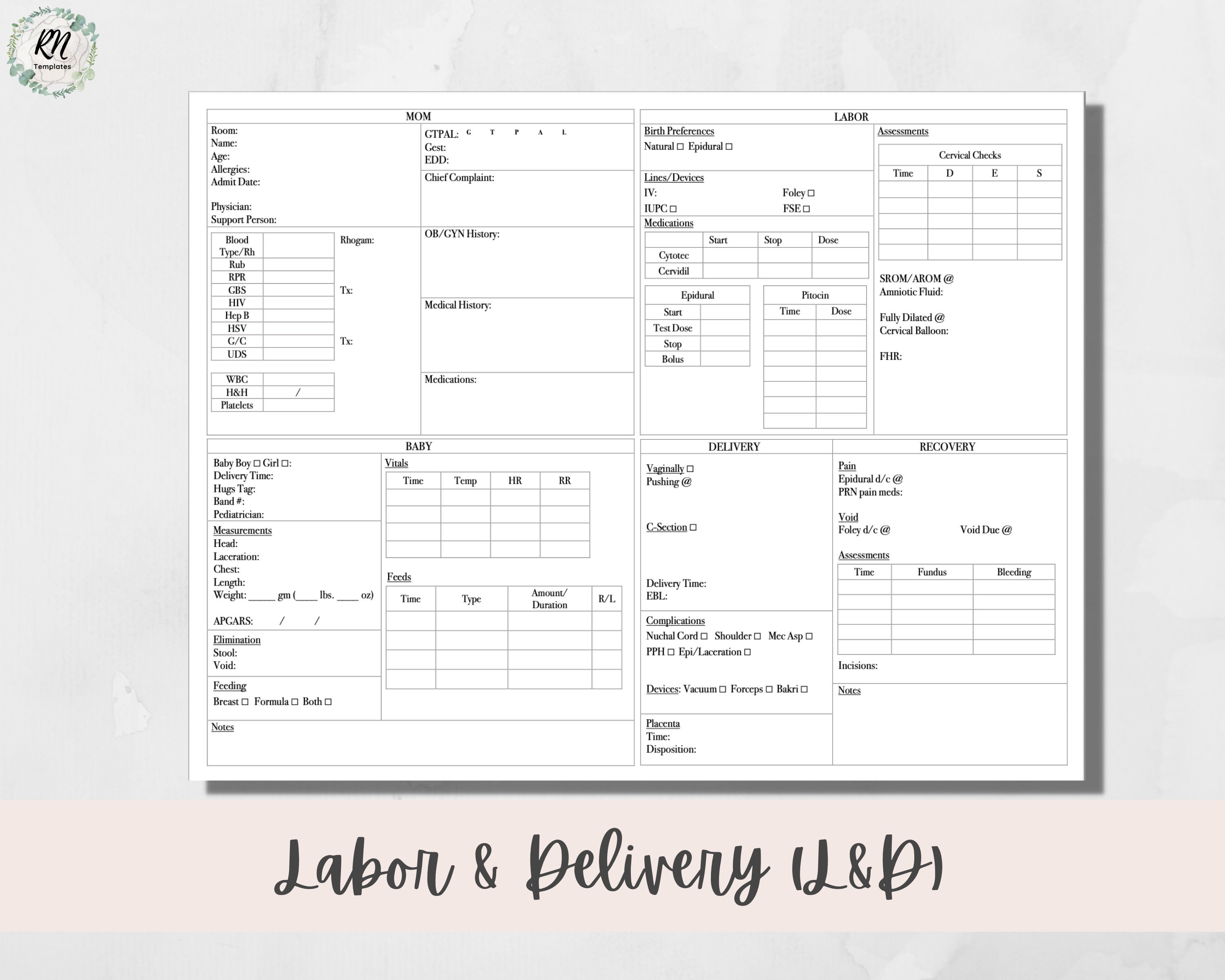 Maternity Report Sheet Bundle 6 Templates 5 Mom/baby 1 - Etsy