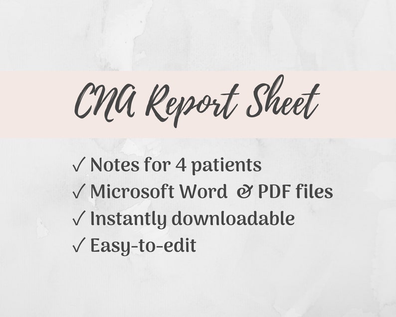 My Favorite CNA Brain Report Sheet for 4 Patients, Certified Nursing ...