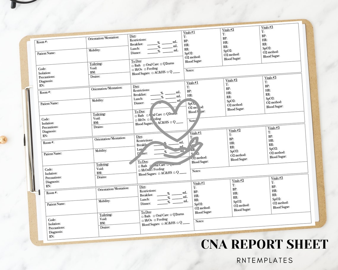 My Favorite CNA Brain Report Sheet for 4 Patients Certified - Etsy