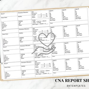 My Favorite CNA Brain Report Sheet for 4 Patients, Certified Nursing ...