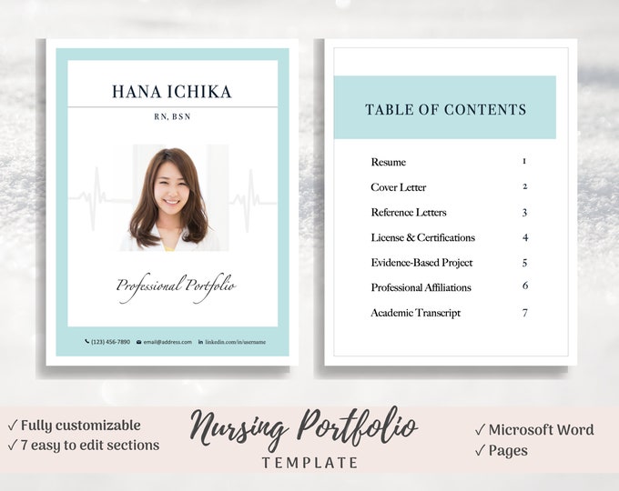 Nursing Portfolio Template, Dreamy Blue, Registered Nurse Template ...