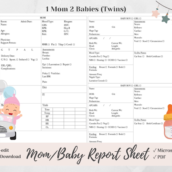 Twins Report Sheet - Etsy