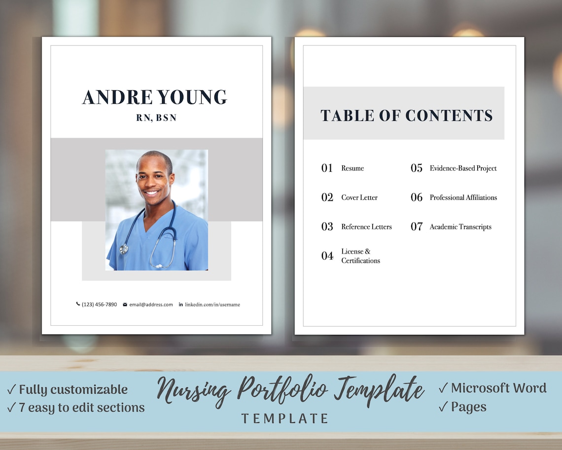 Nursing Portfolio Template Edgy Gray Registered Nurse - Etsy