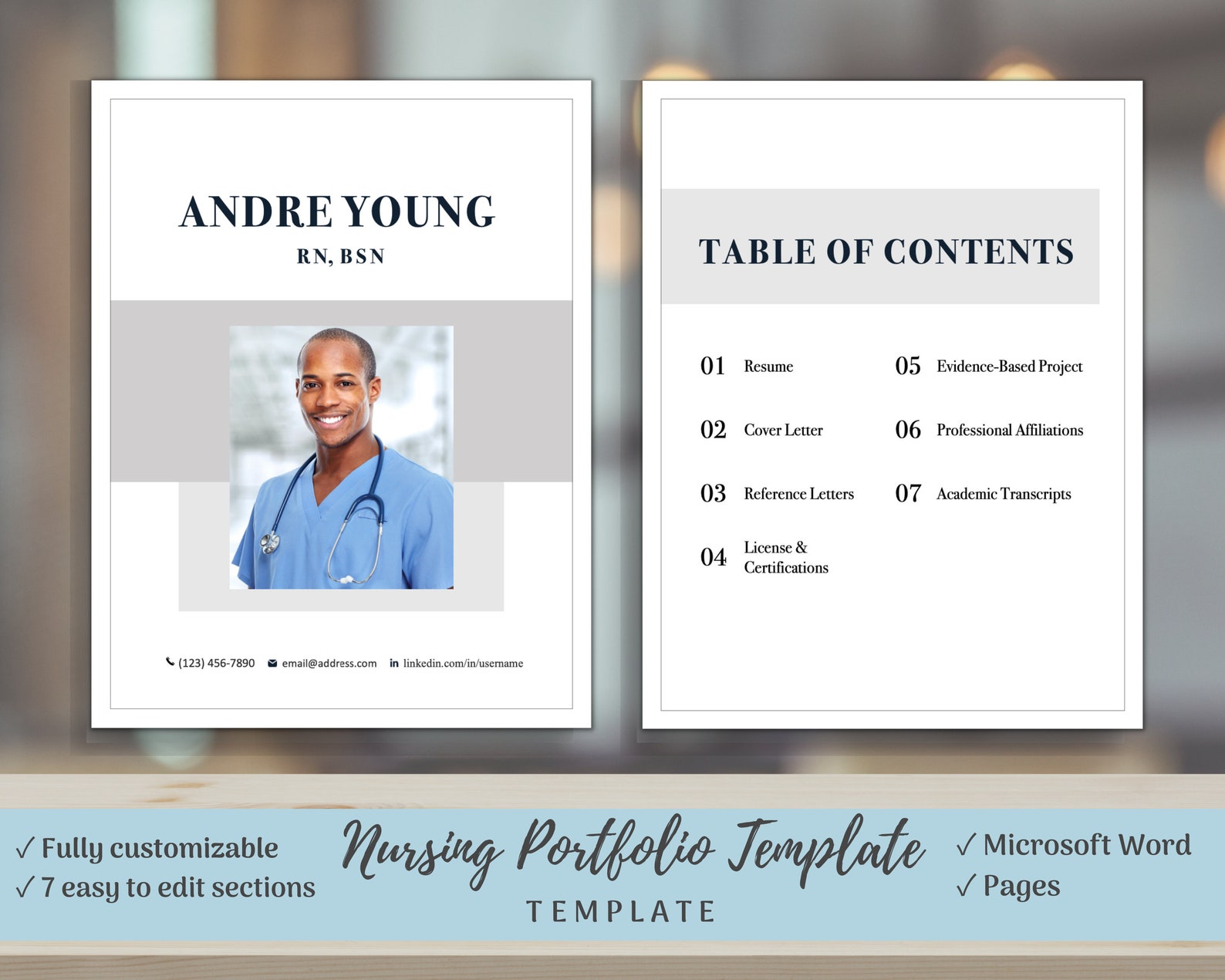 Nursing Portfolio Template, Edgy Gray, Registered Nurse Template ...