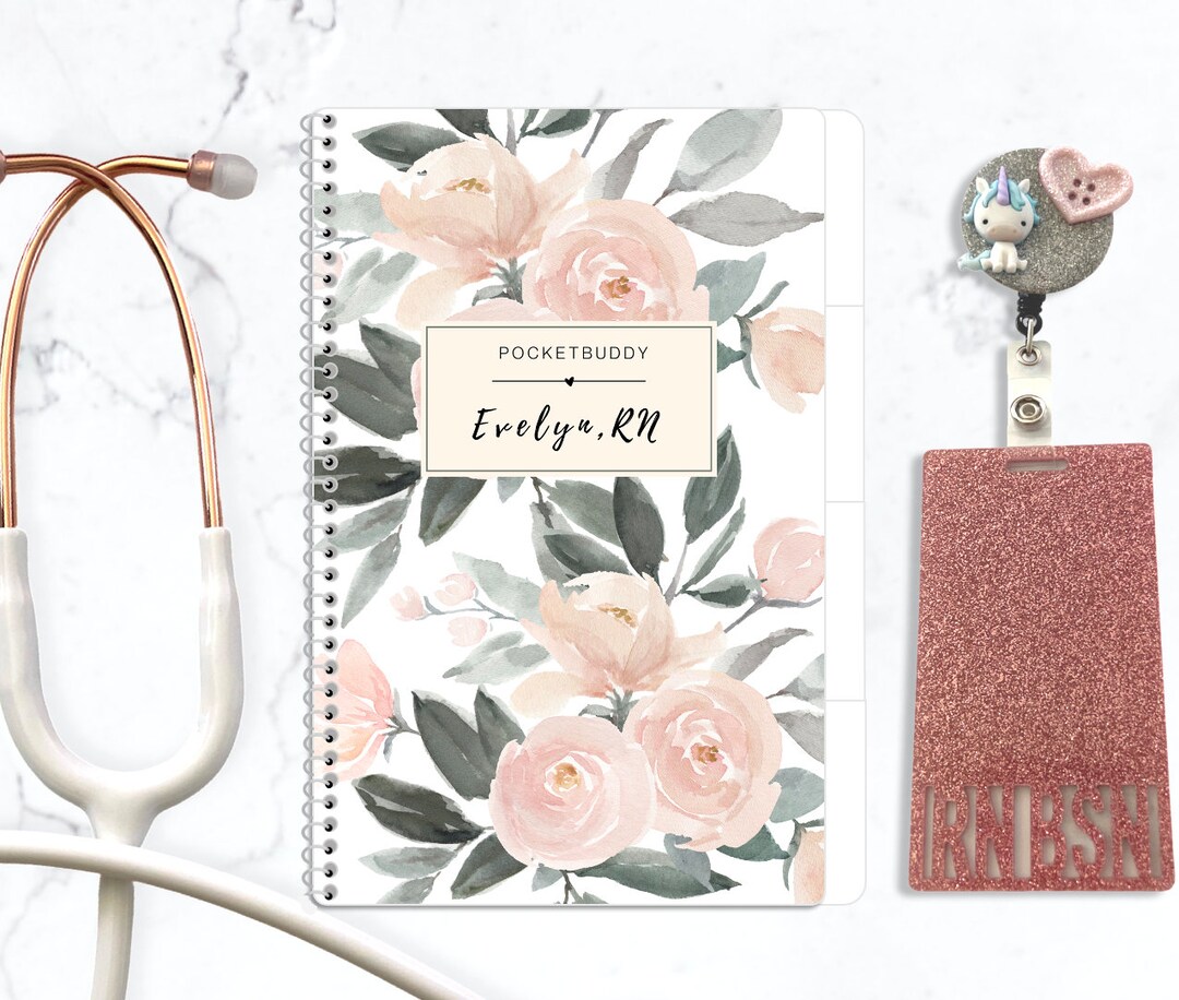 ICU Reusable Nurse Report Notebook, Elegant Rose, 4 Patients, Intensive ...