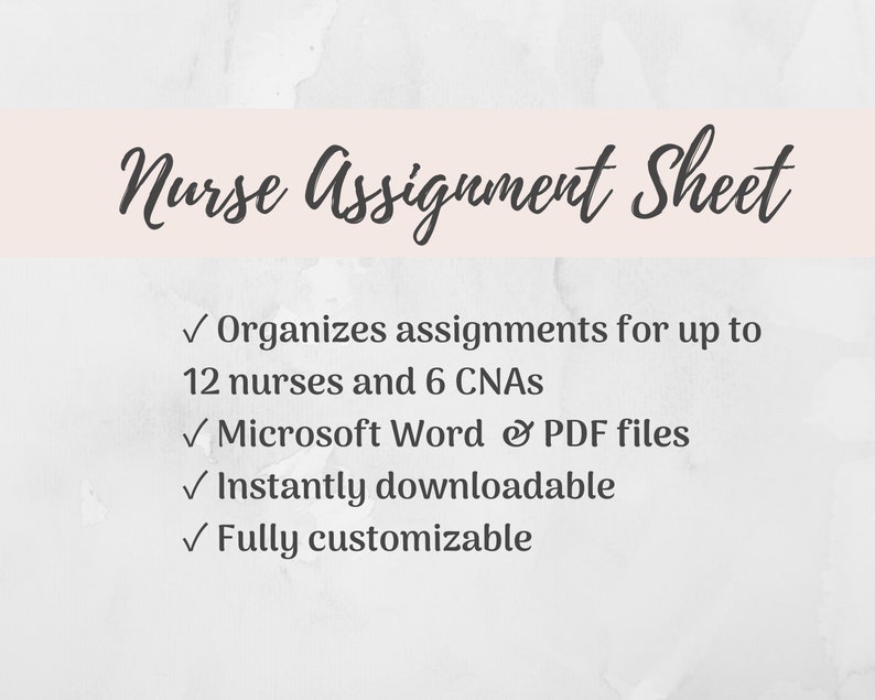 Charge Nurse Assignment Sheet Template, RN & CNA Assignments, Med/surg ...