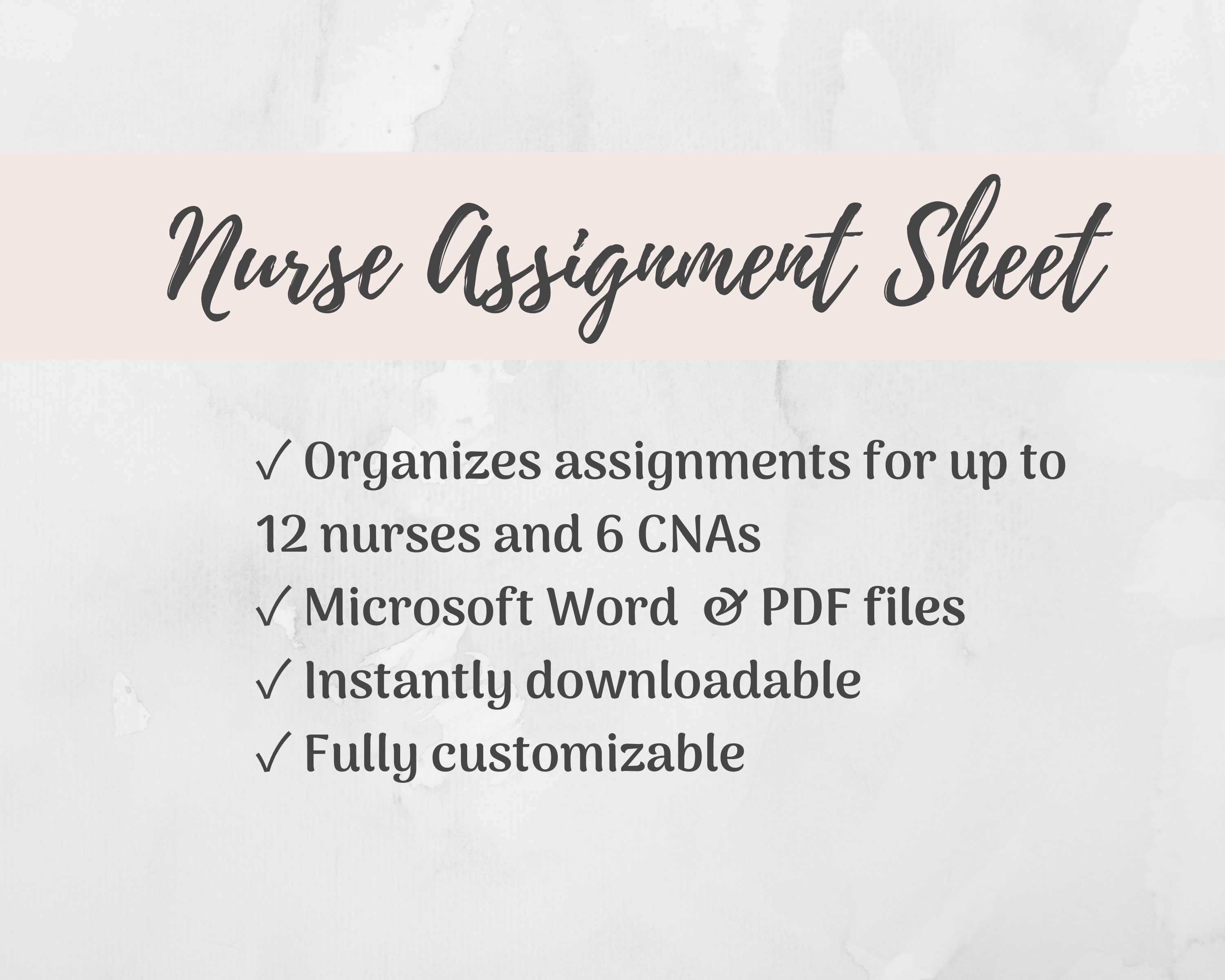 Charge Nurse Assignment Sheet Template, RN & CNA Assignments, Med/surg ...