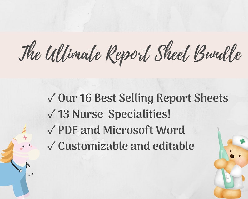 The Ultimate Nurse Report Sheet Bundle, 13 ...