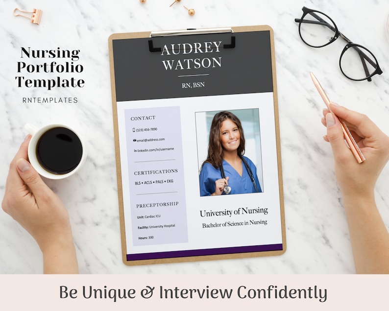 Nursing Portfolio Template Purple Registered Nurse Template | Etsy