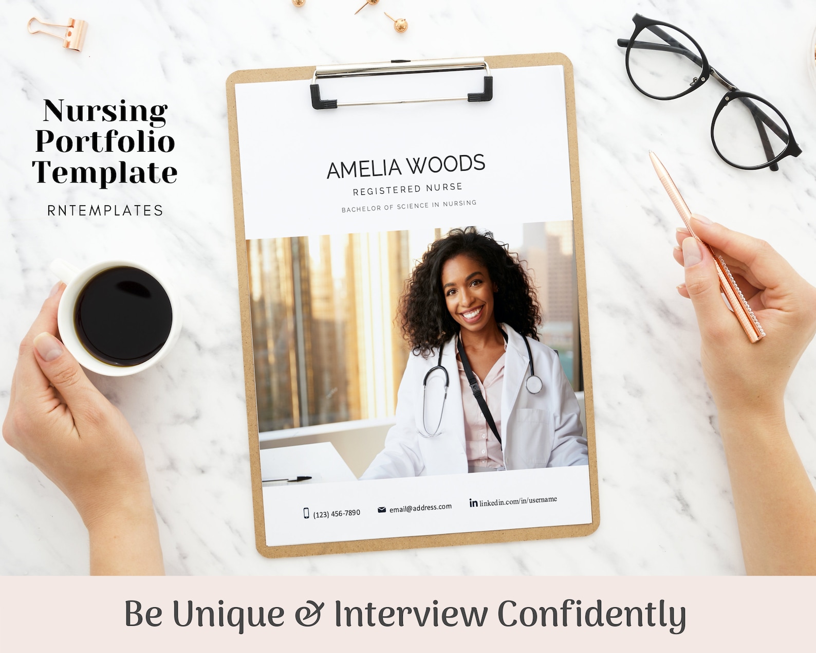 Nursing Portfolio Template Simple Modern Registered Nurse - Etsy