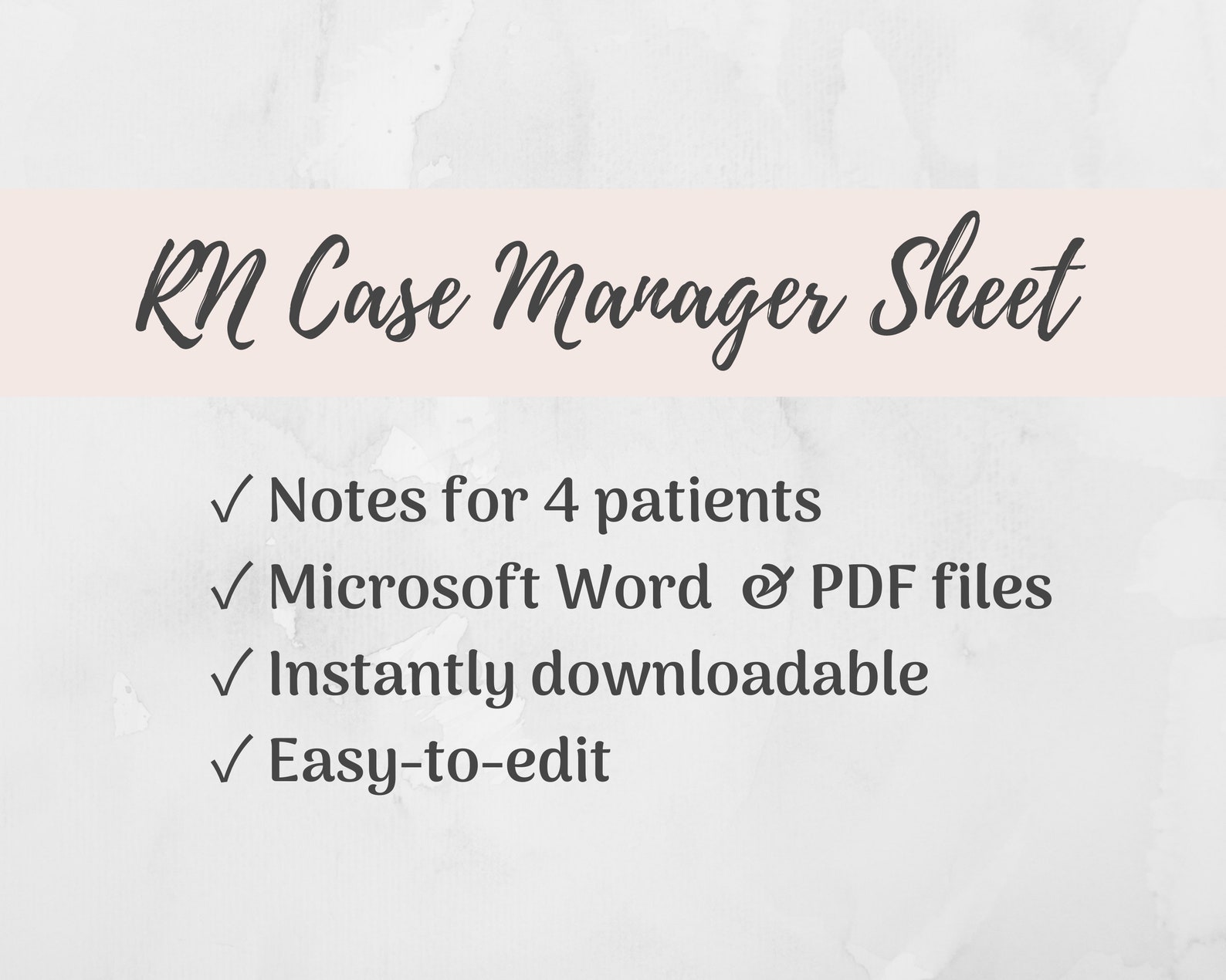 RN Case Manager Discharge Planner Organizer Sheet Template for 4 ...