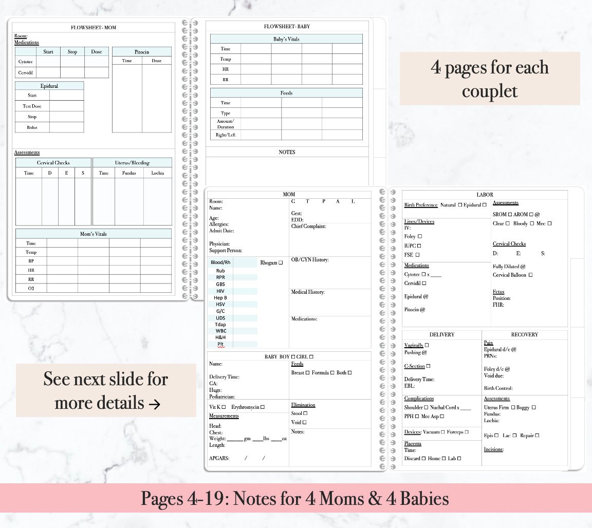 Labor and Delivery Reusable Nurse Report Notebook Fall in - Etsy
