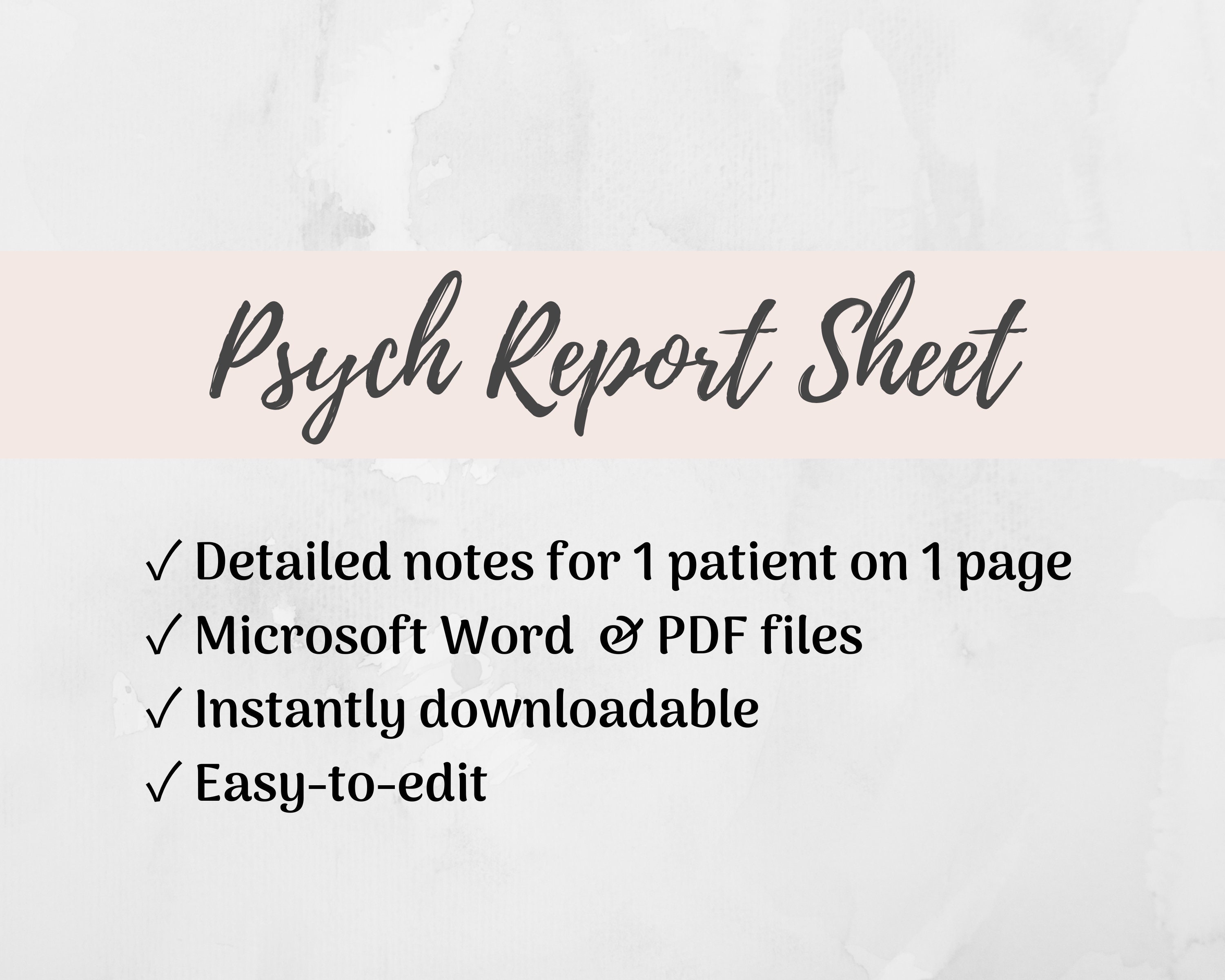 DETAILED Psych Nurse Report Sheet for 1 Patient, Psychiatric Nurse ...