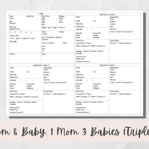 Maternity Report Sheet Bundle, 6 Templates (5 Mom/baby, 1 L&D), Nurse ...