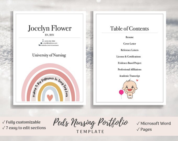 Nursing Portfolio Template, Pediatrics PICU NICU, New Grad Nurse ...