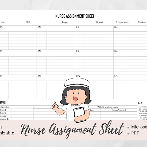 Charge Nurse Assignment Sheet Template RN & CNA Assignments - Etsy