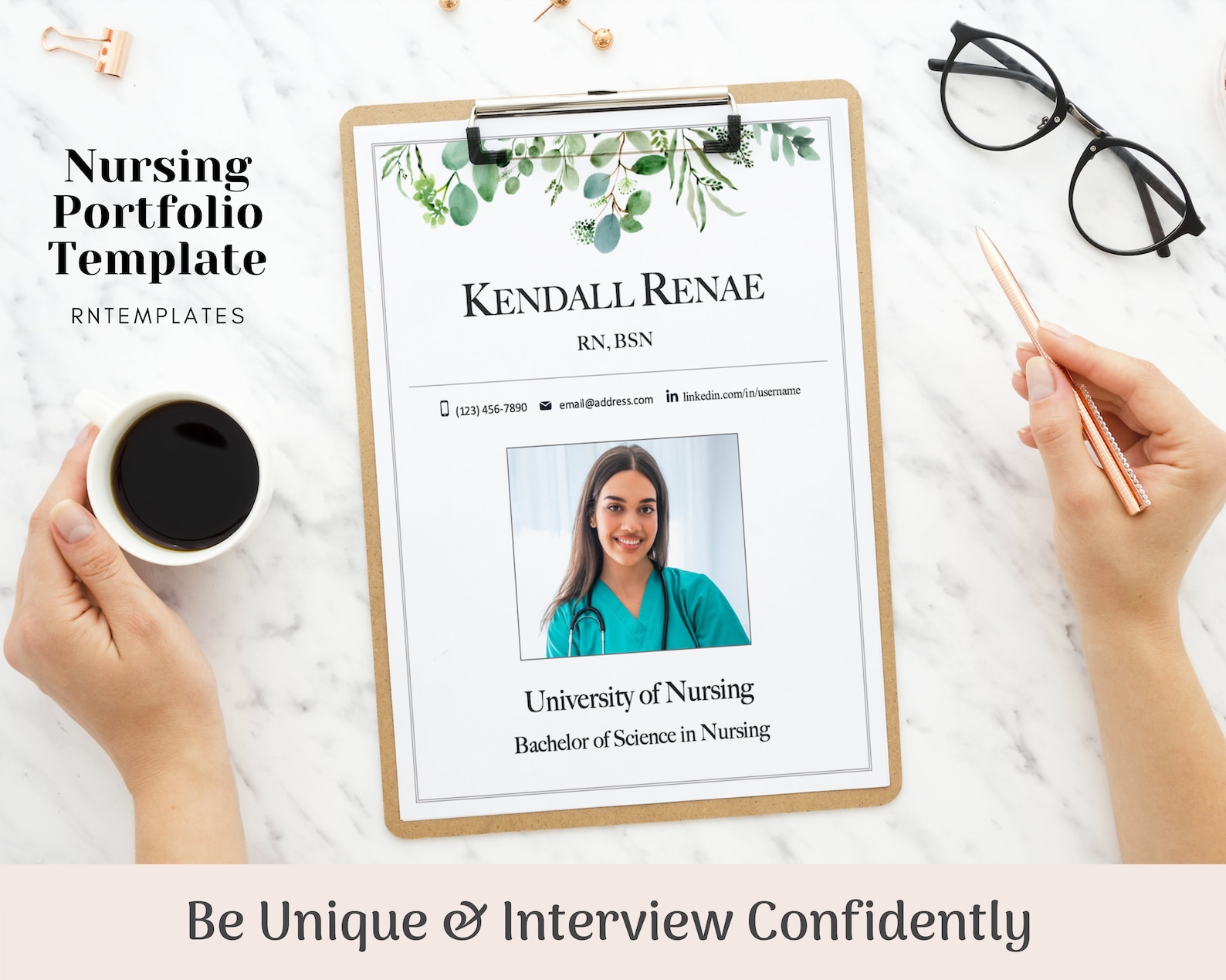 Nursing Portfolio Template Eucalyptus Registered Nurse - Etsy