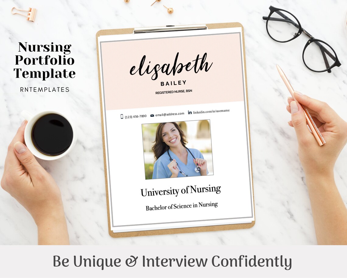Nursing Portfolio Template, Salmon Pink, Registered Nurse Template ...