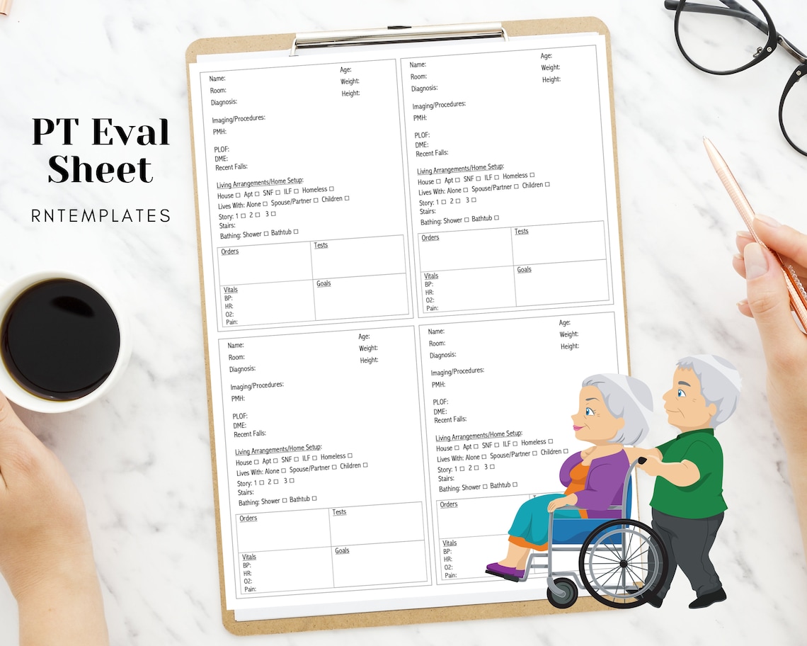 Physical Therapy Acute Care Initial Evaluation Template for 4 Patients ...