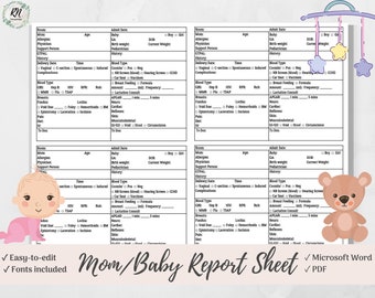 Postpartum Report Sheet | Etsy