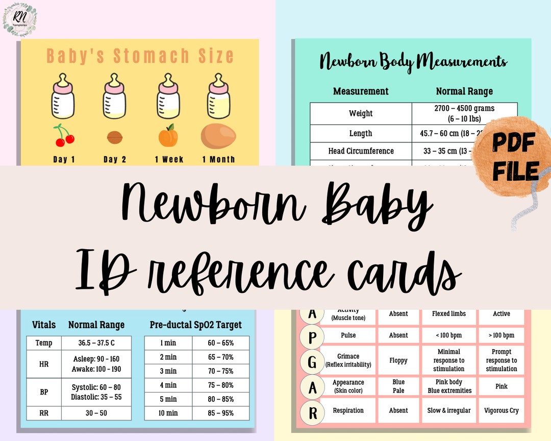 Newborn Baby ID Badge Reference Cards for NICU / Neonatal Nurses, 4 ...
