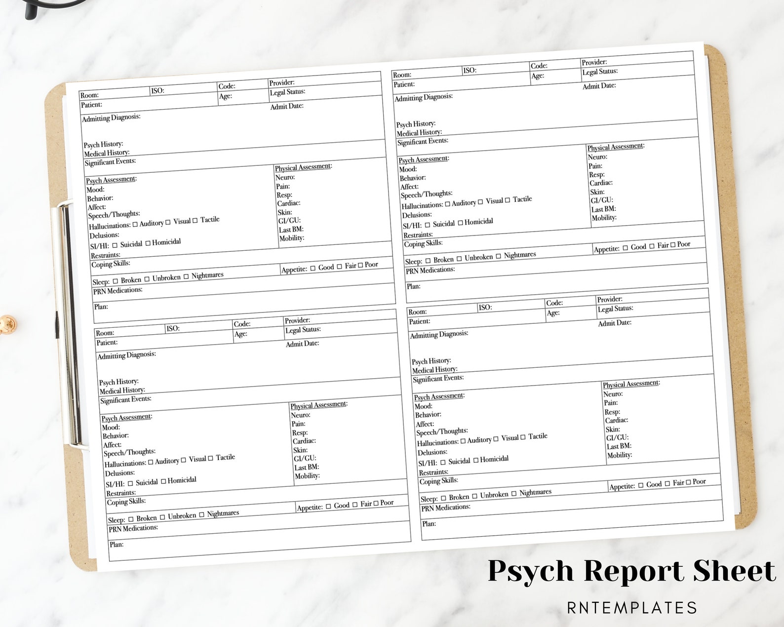 The BEST Psych Nurse Report Sheet for 4 Patients, Psychiatric Nurse ...