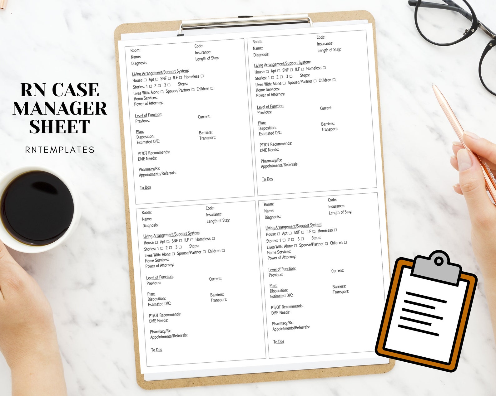 RN Case Manager Discharge Planner Organizer Sheet Template for - Etsy