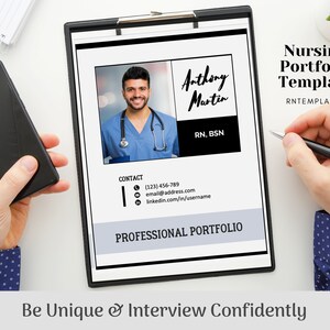 Nursing Portfolio Template, Modern Black, Registered Nurse Template ...