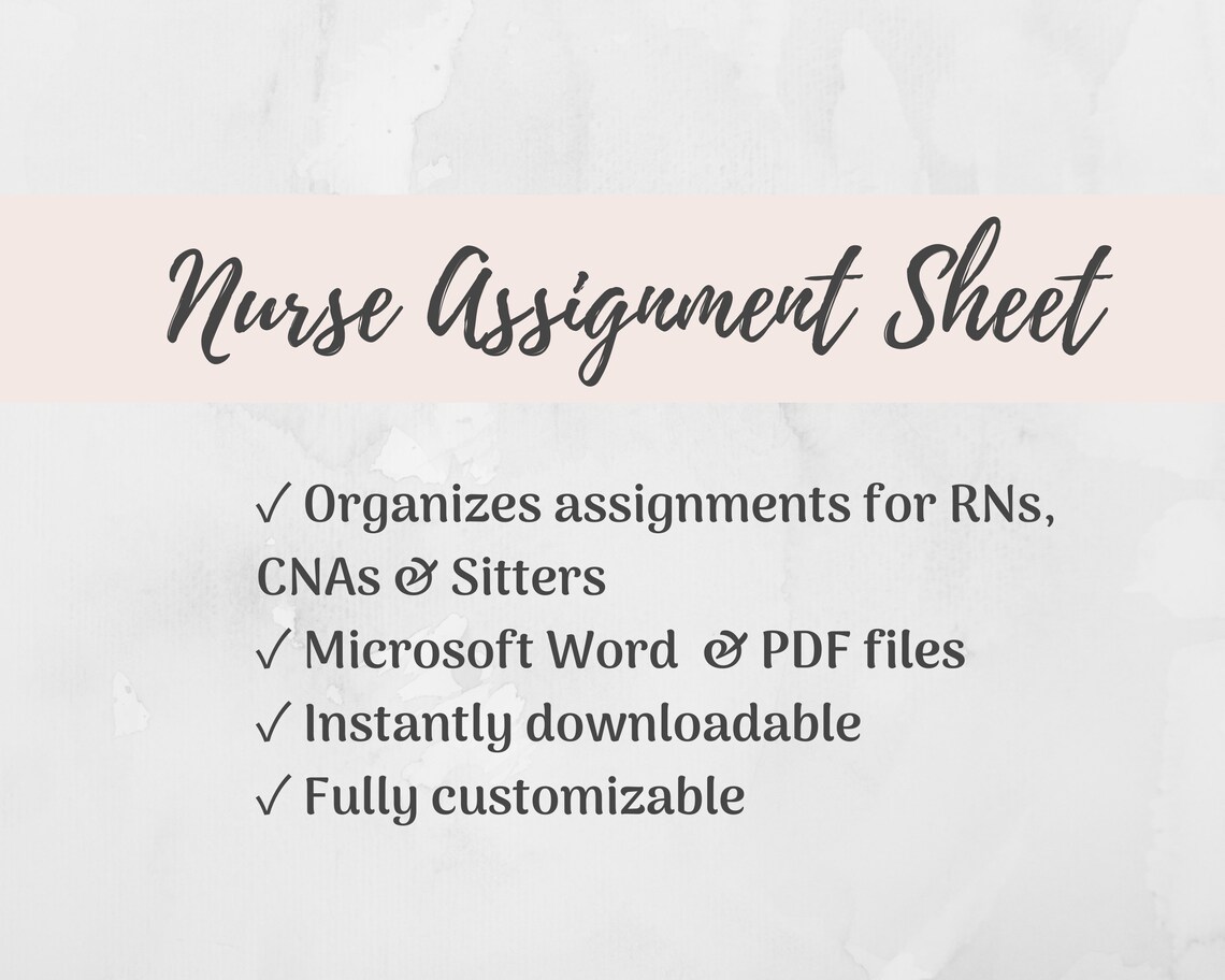Charge Nurse Assignment Sheet Vertical Template RN & CNA - Etsy