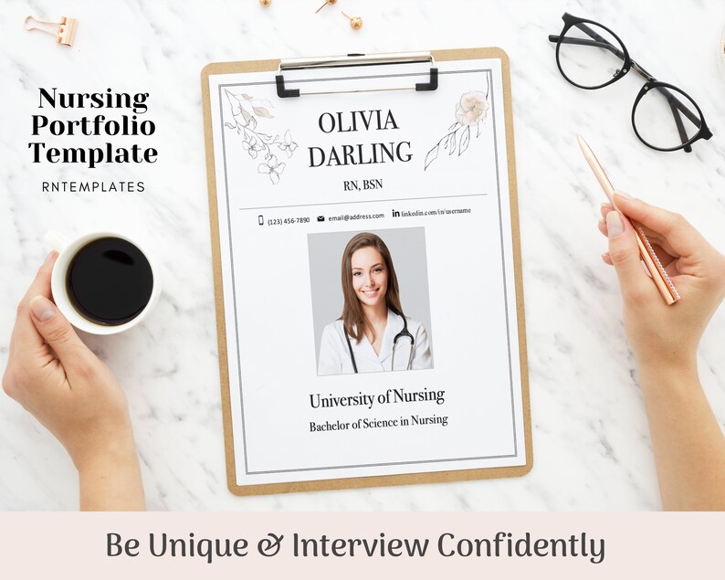 Nursing Portfolio Template Floral Registered Nurse Template - Etsy India